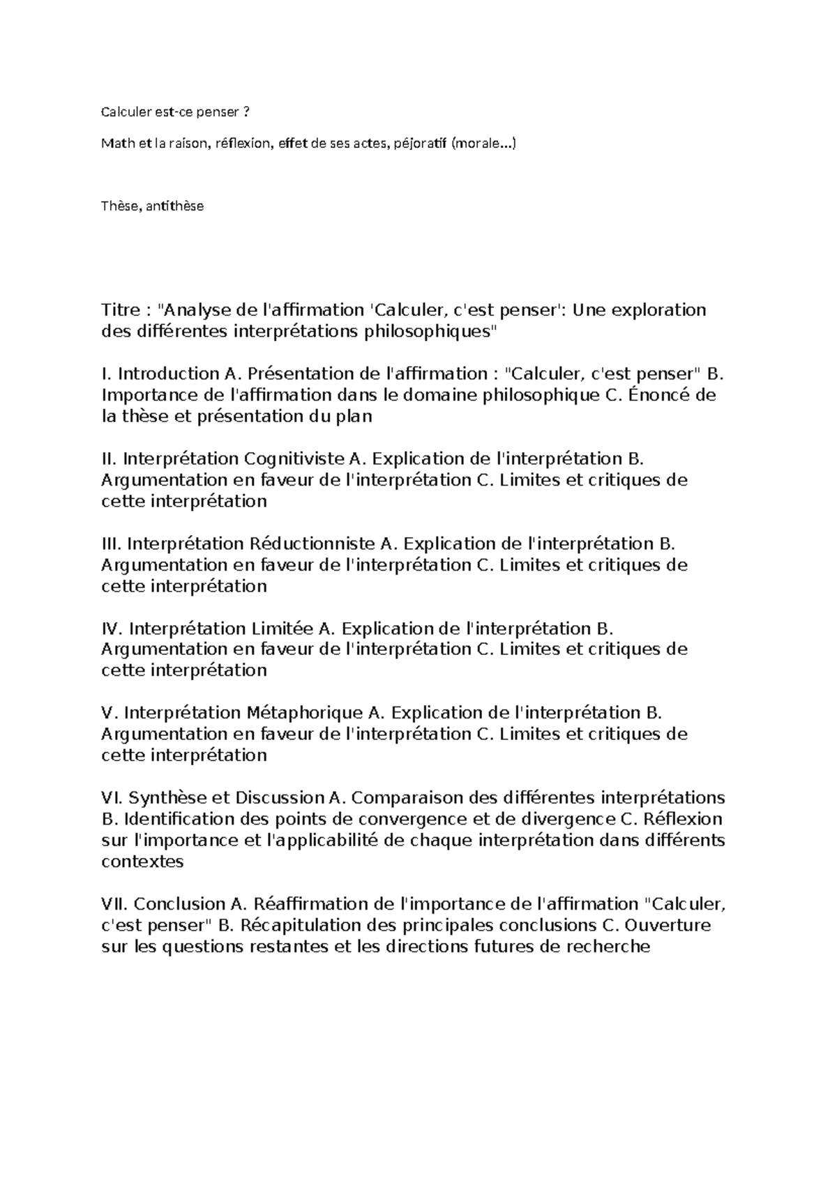 Calculer est-ce penser - Calculer est-ce penser? Math et la raison ...