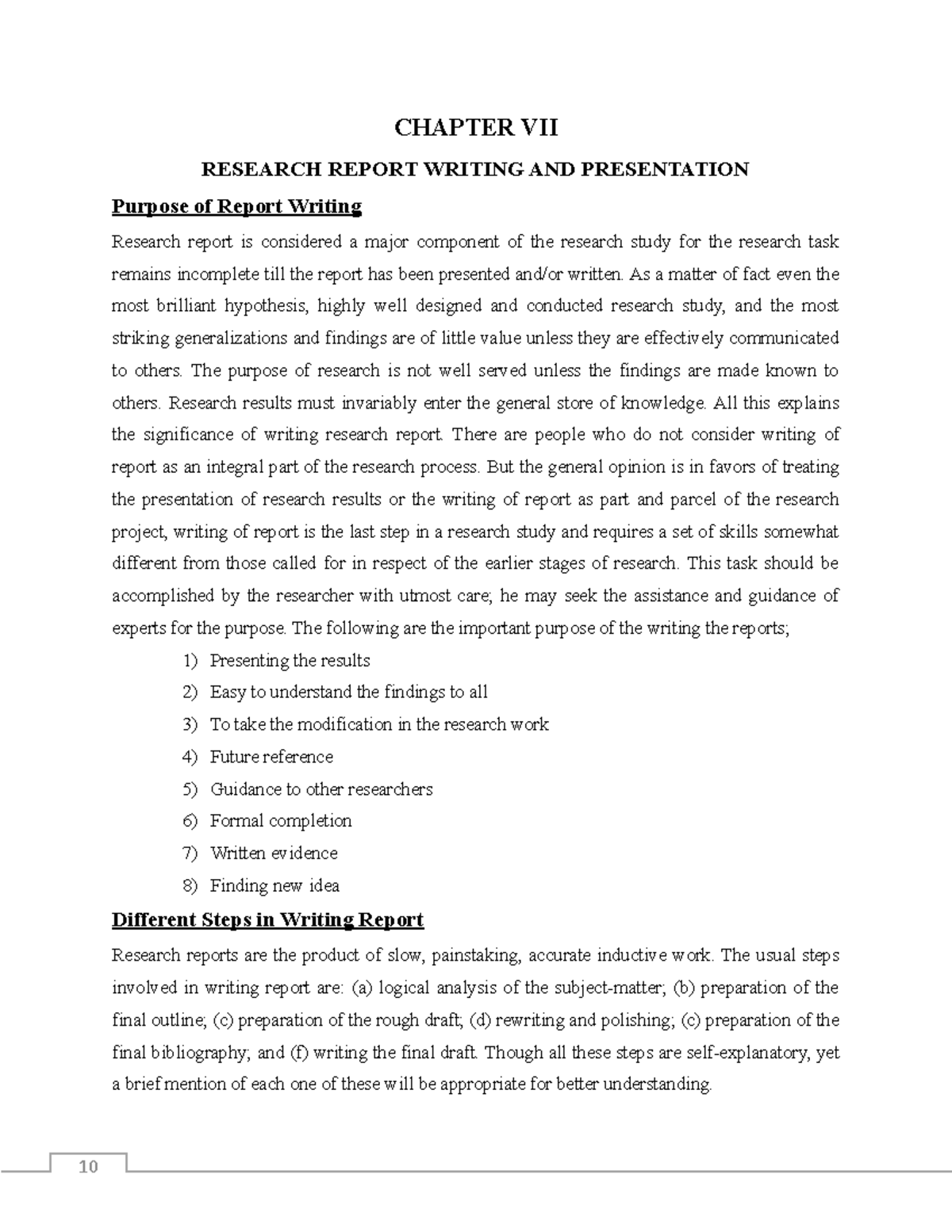Chapter VII - JEMAL ALI - CHAPTER VII RESEARCH REPORT WRITING AND ...