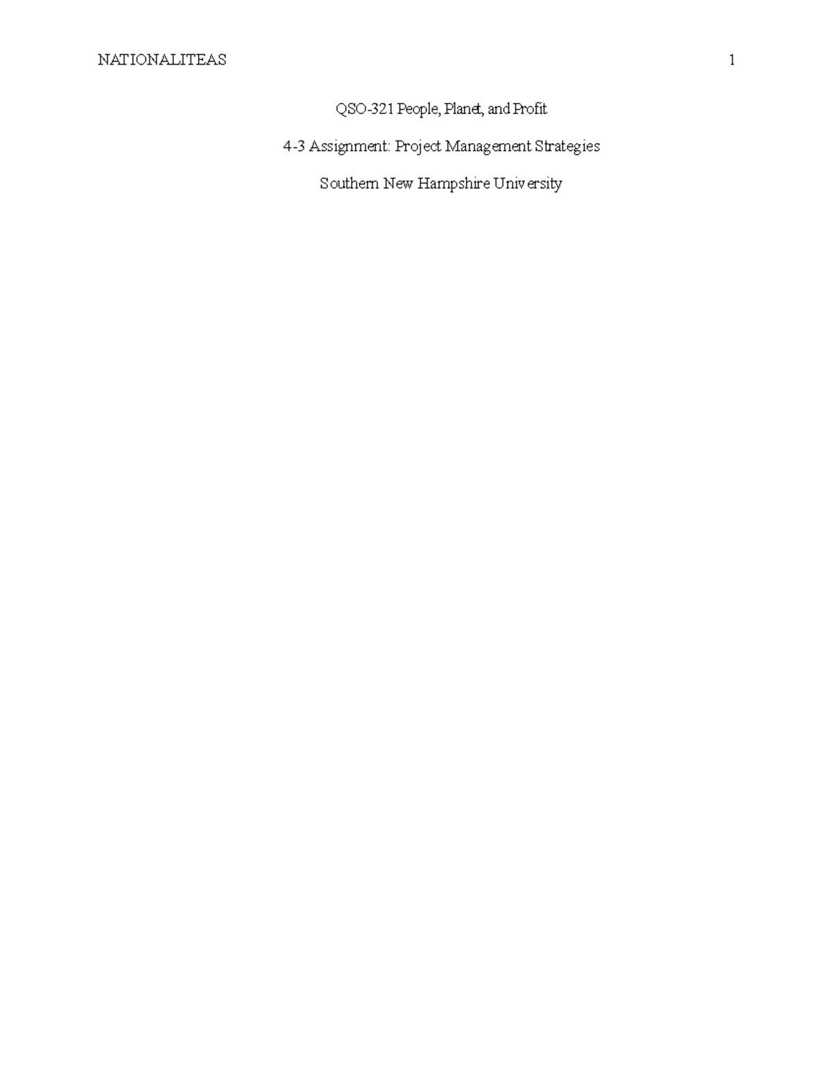 QSO321 Module 4 Project Management Strategies - QSO-321 People, Planet ...