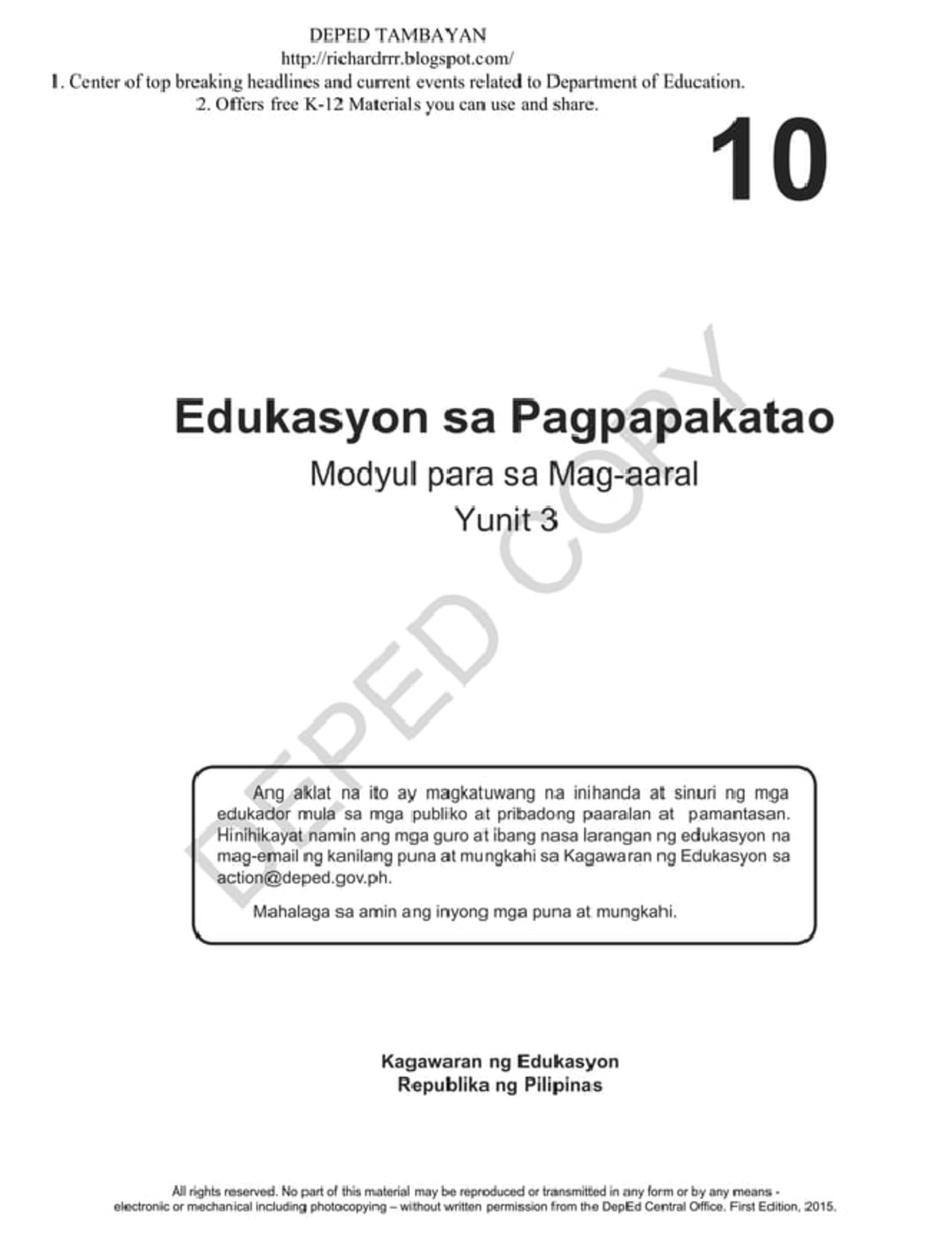 Esp unit 3 3rd quarter - this is just for lecture notes but you can try ...
