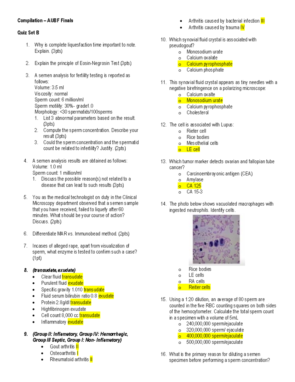 Compilation-AUBF- Finals - Compilation – AUBF Finals Quiz Set B Why is ...