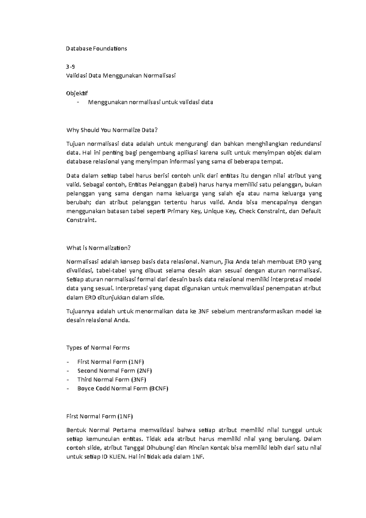Oracle Academy DB catatan 3-9 - Database Foundations 3- Validasi Data ...