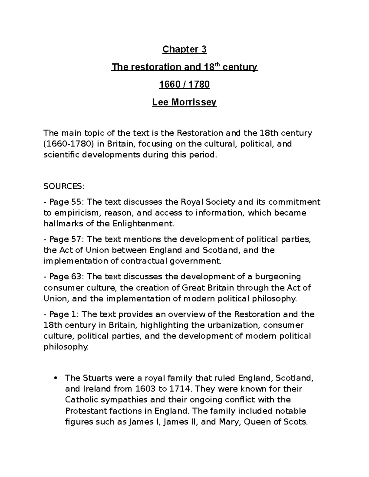 Ch 3 . english lit in context - Chapter 3 The restoration and 18 th ...