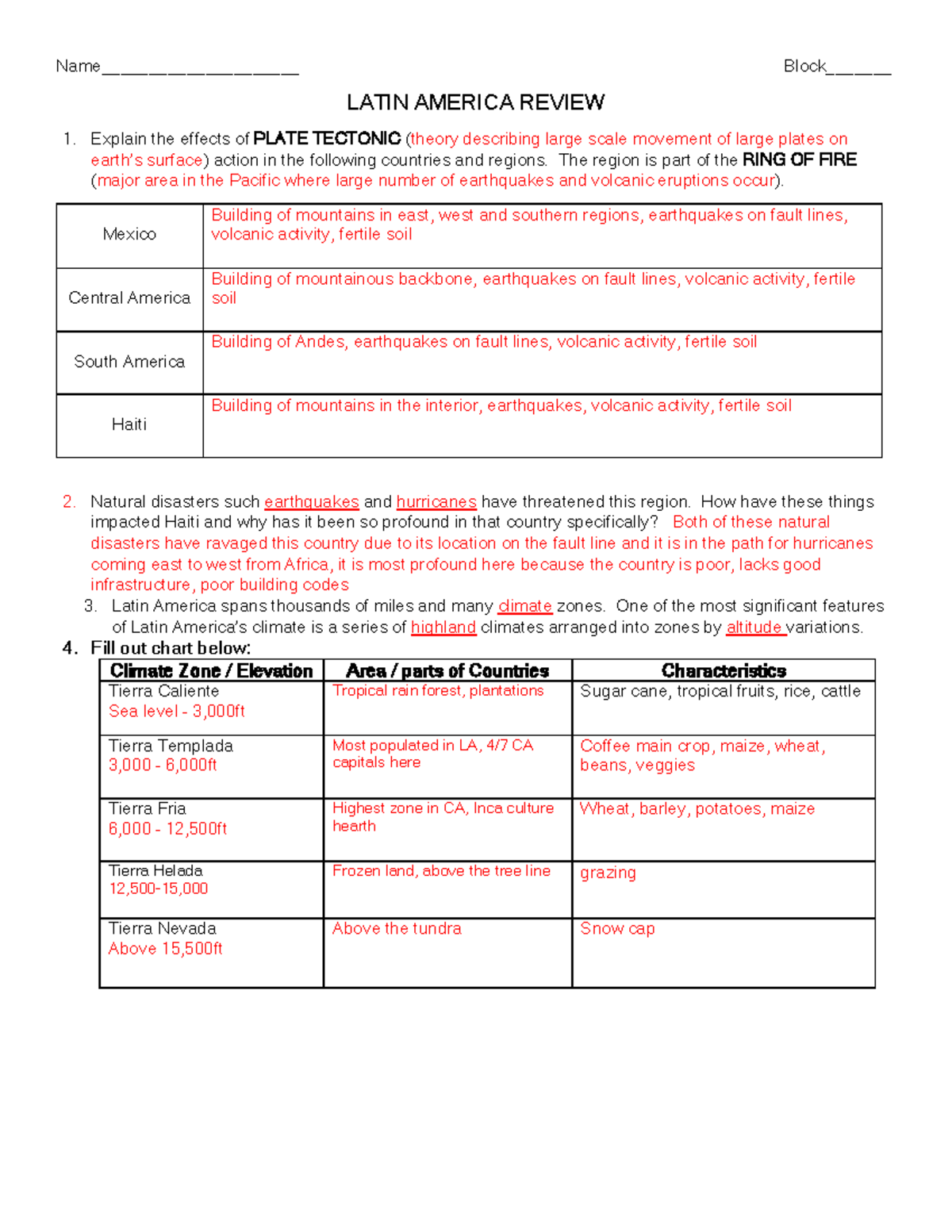 Latin America Test Review Answers 2020-4 - Name ...