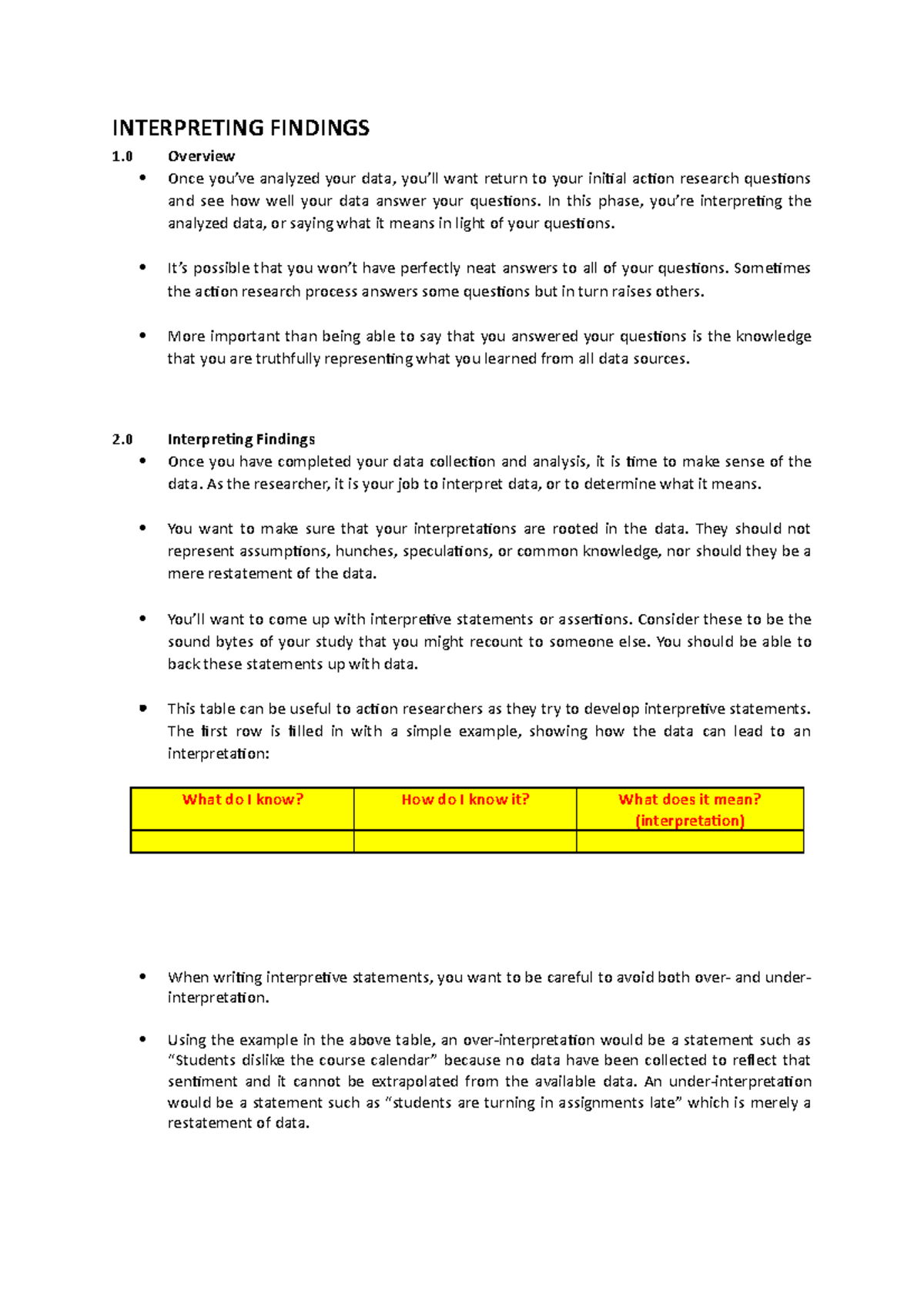 M3 1 Interpreting Findings - INTERPRETING FINDINGS 1 Overview Once you ...