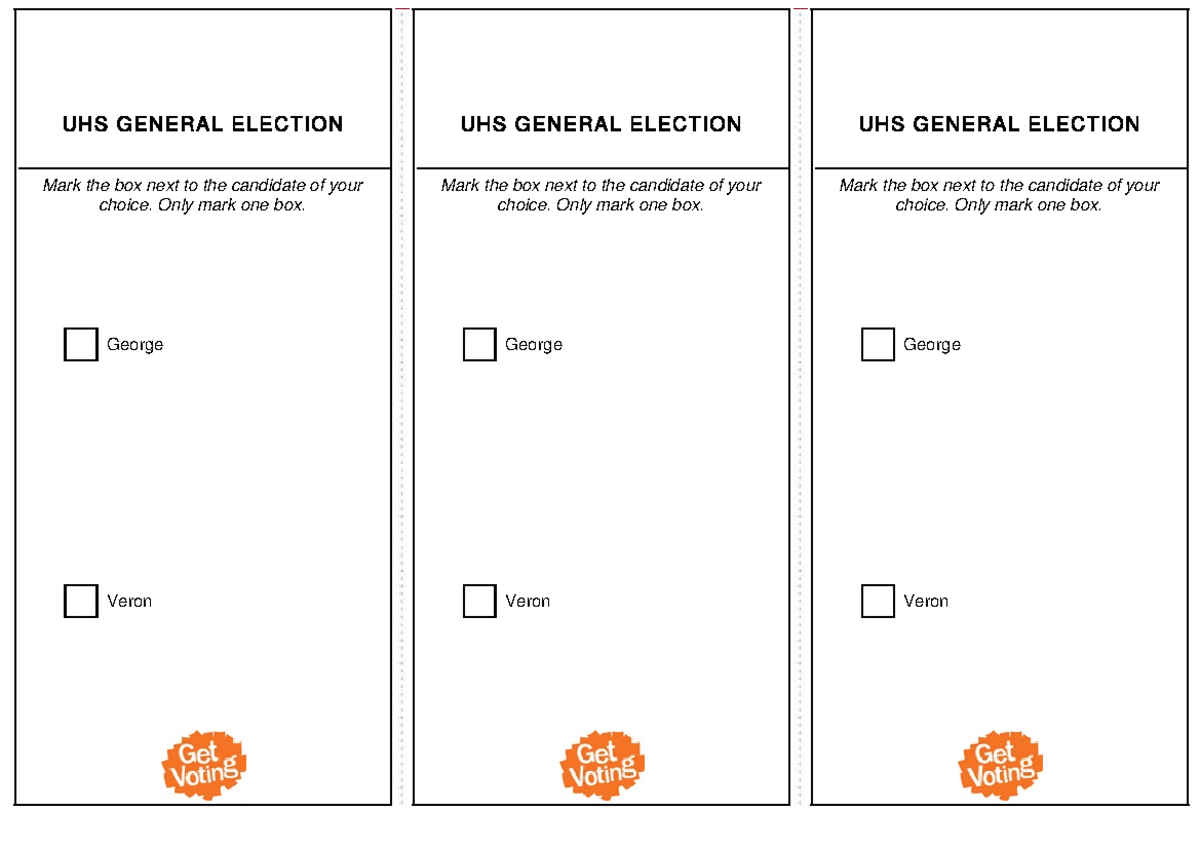 Ballot Paper - UHS General Election - GV100 - UHS GENERAL ELECTION Mark ...