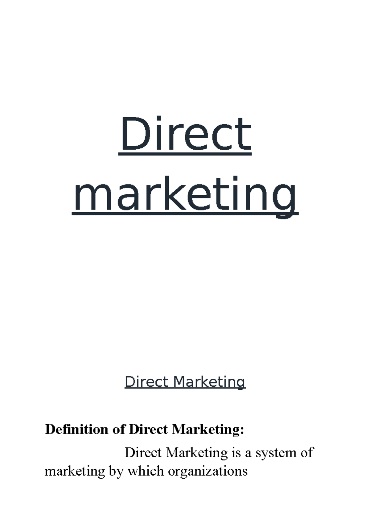 53-meaning of Direct Marketing - Direct marketing Direct Marketing ...