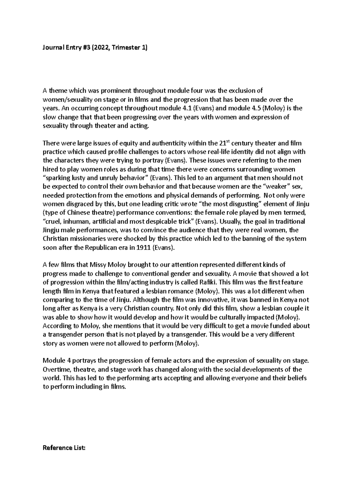 Journal Entry #3 - End of modules summaries which are completed after each set of modules to ...