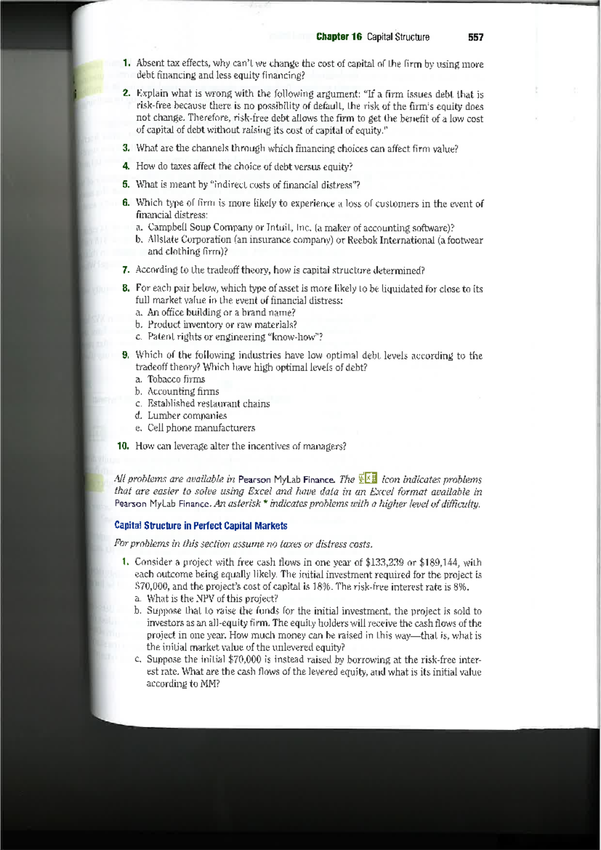 Chapter 16 Capital Structure questions - Computer architecture - Studocu