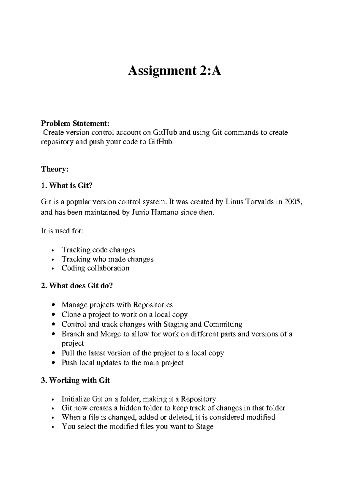 Assignment 2 A - lab manual - Assignment 2:A Problem Statement: Create ...