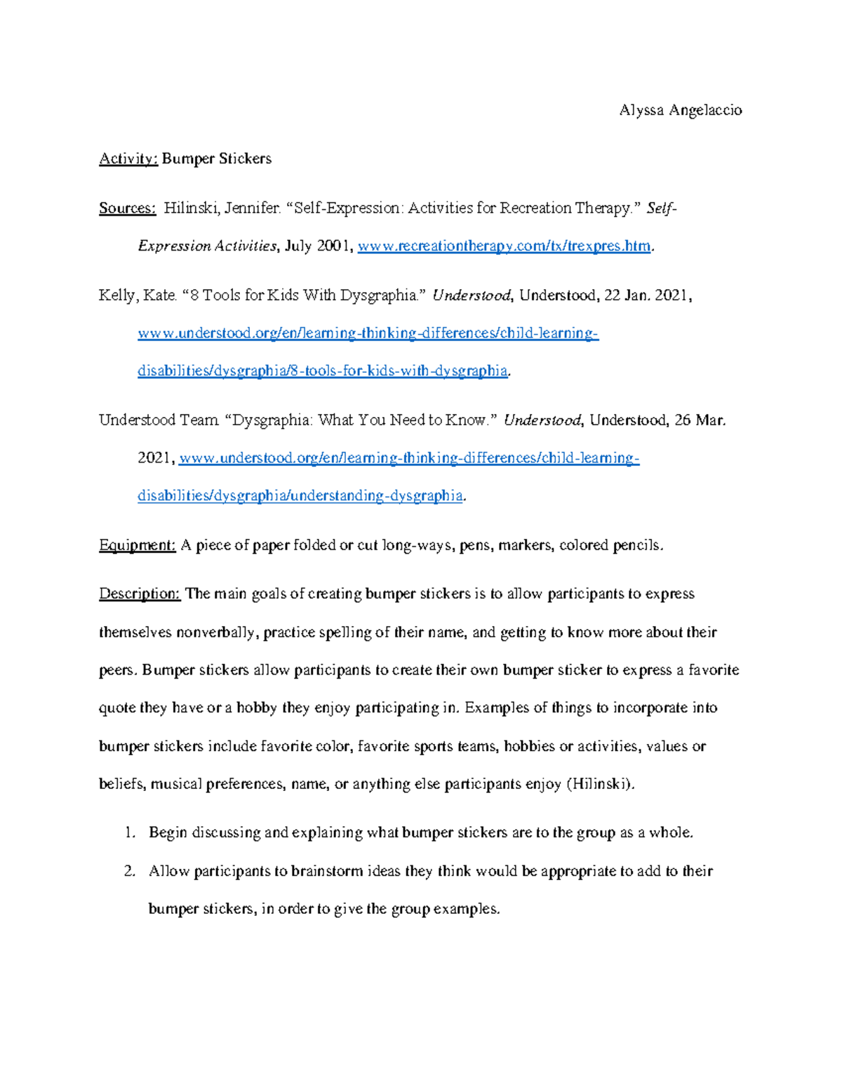 Bumper Sticker Activity #4 - OTHR 1001 - Temple University - Studocu