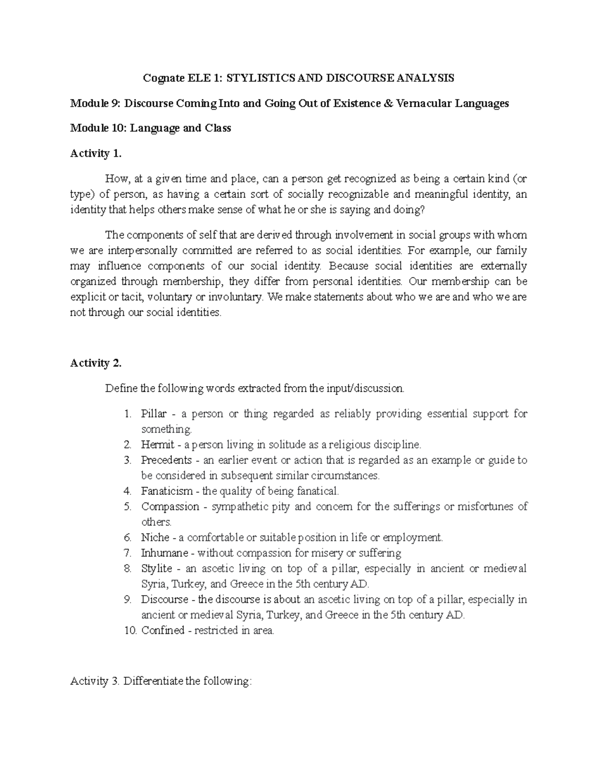 Module 9 - lesson about stylistic and discourse analysis - Cognate ELE ...