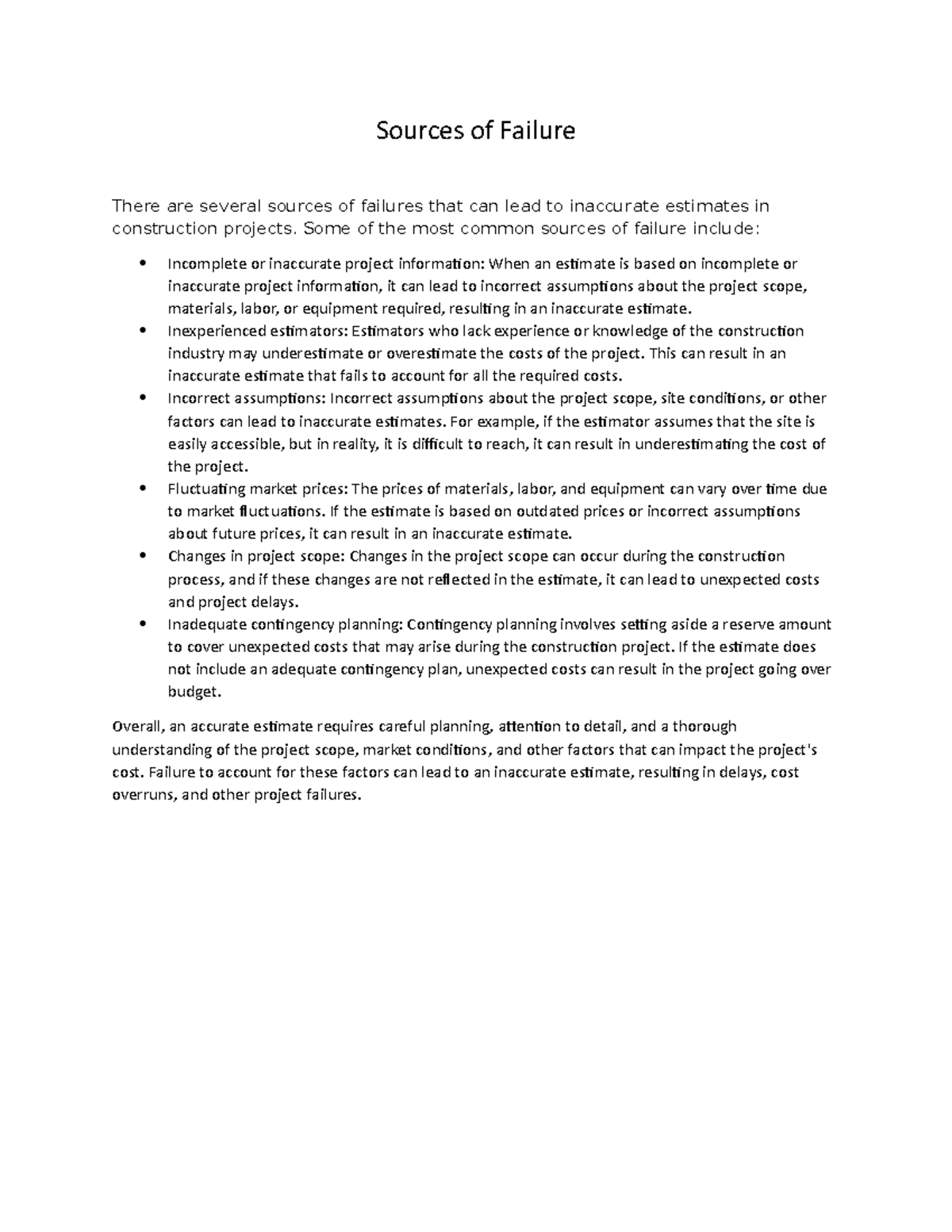 Sources of failure - Some of the most common sources of failure include ...