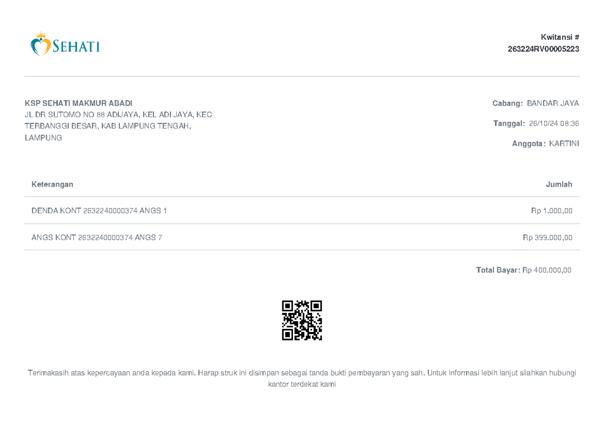 Rv 263224 RV00005223 - Tutorial - Kwitansi # 263224RV KSP SEHATI MAKMUR ...