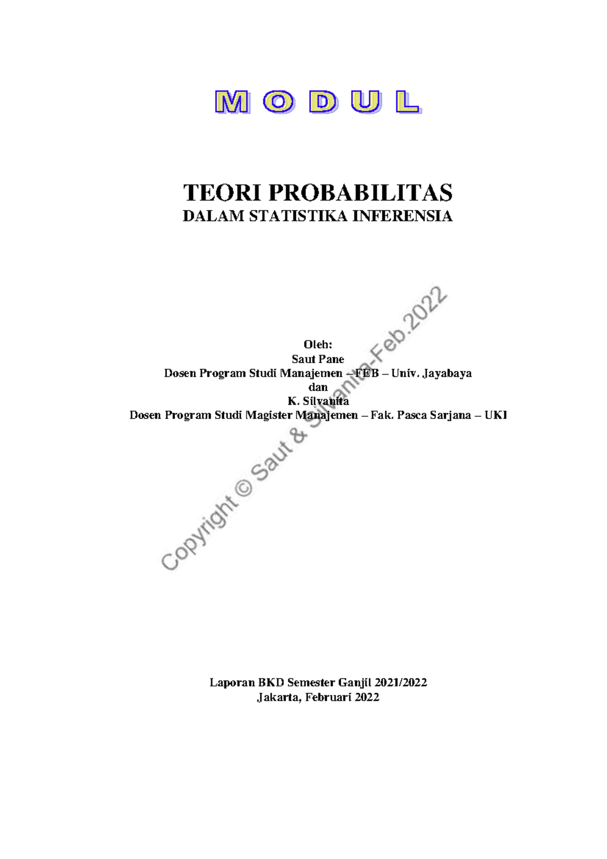 Saut P Modul-22022022 PROBABILITAS - TEORI PROBABILITAS DALAM ...