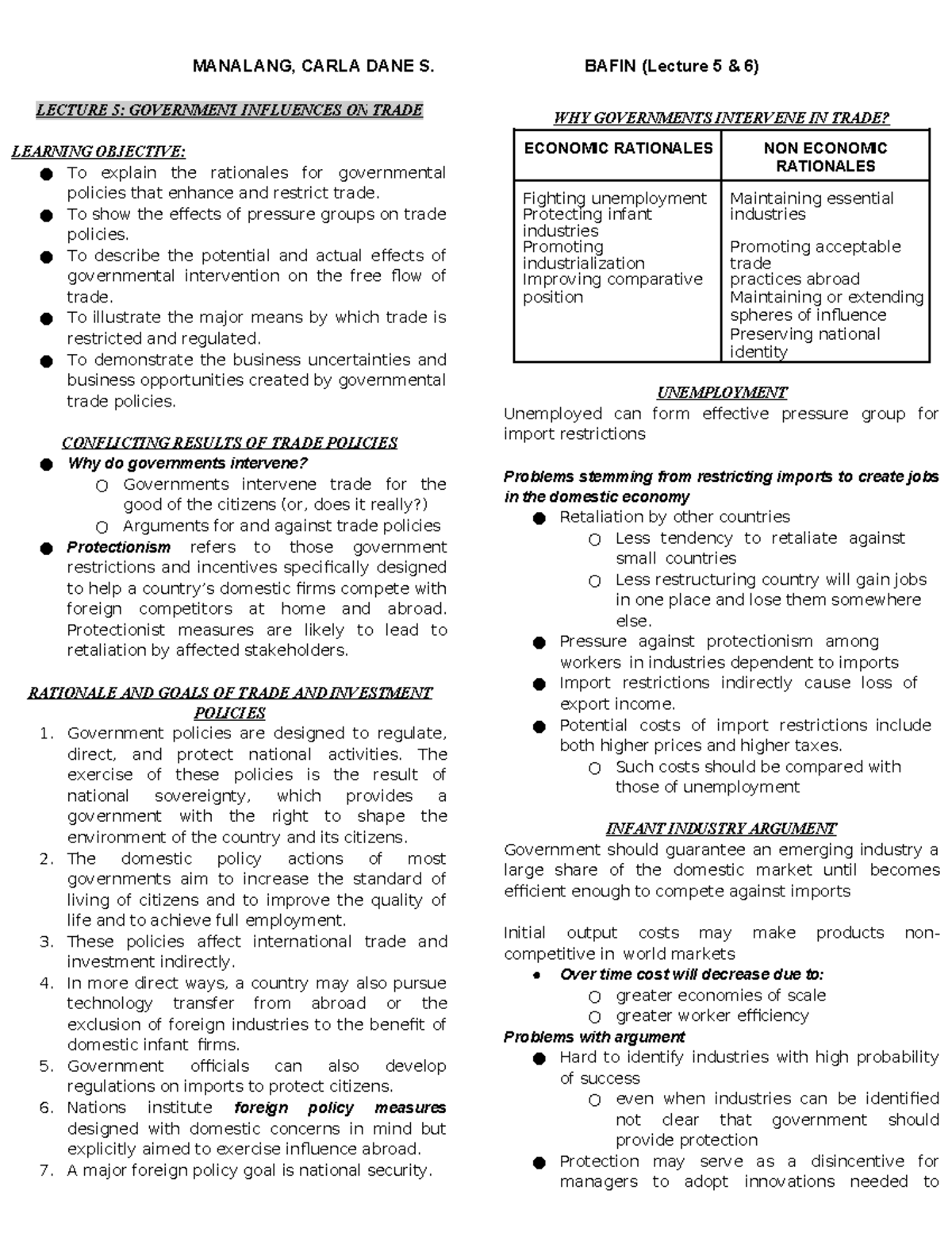 Bafin Lecture 5 6 - MANALANG, CARLA DANE S. BAFIN (Lecture 5 & 6 ...
