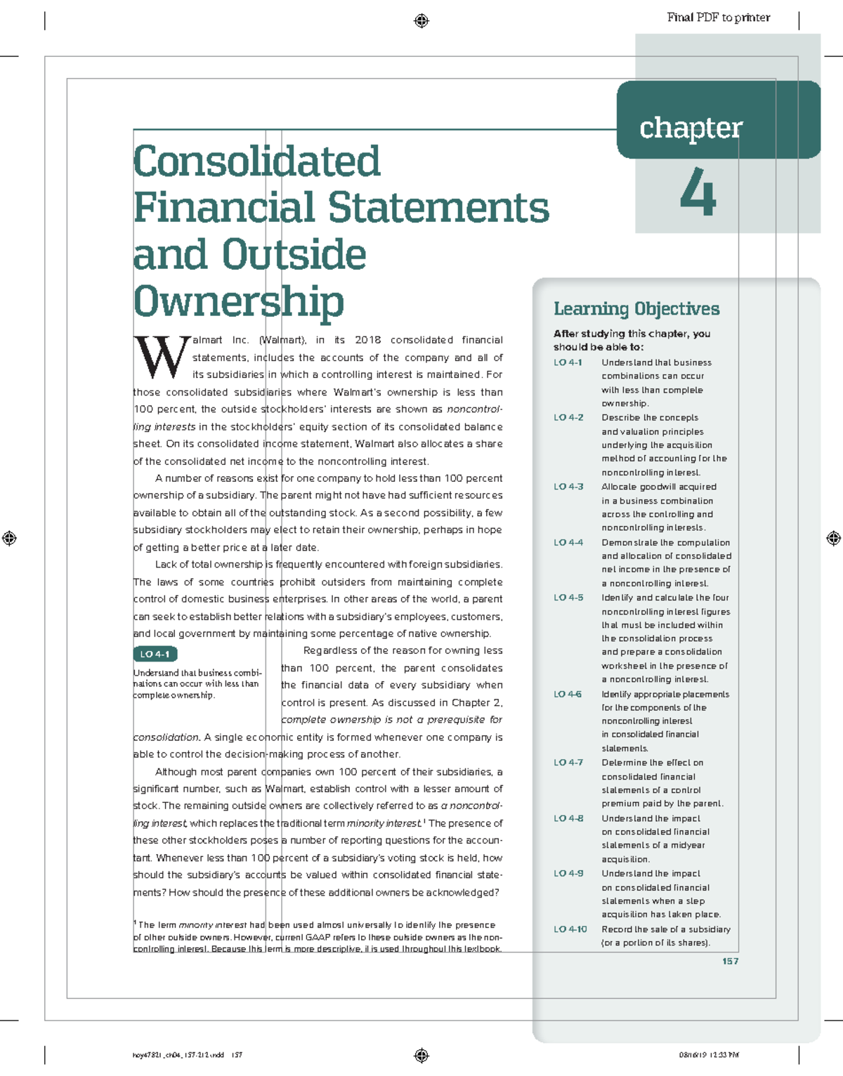 Chapter four - accou - 157 chapter W almart Inc. (Walmart), in its 2018 ...