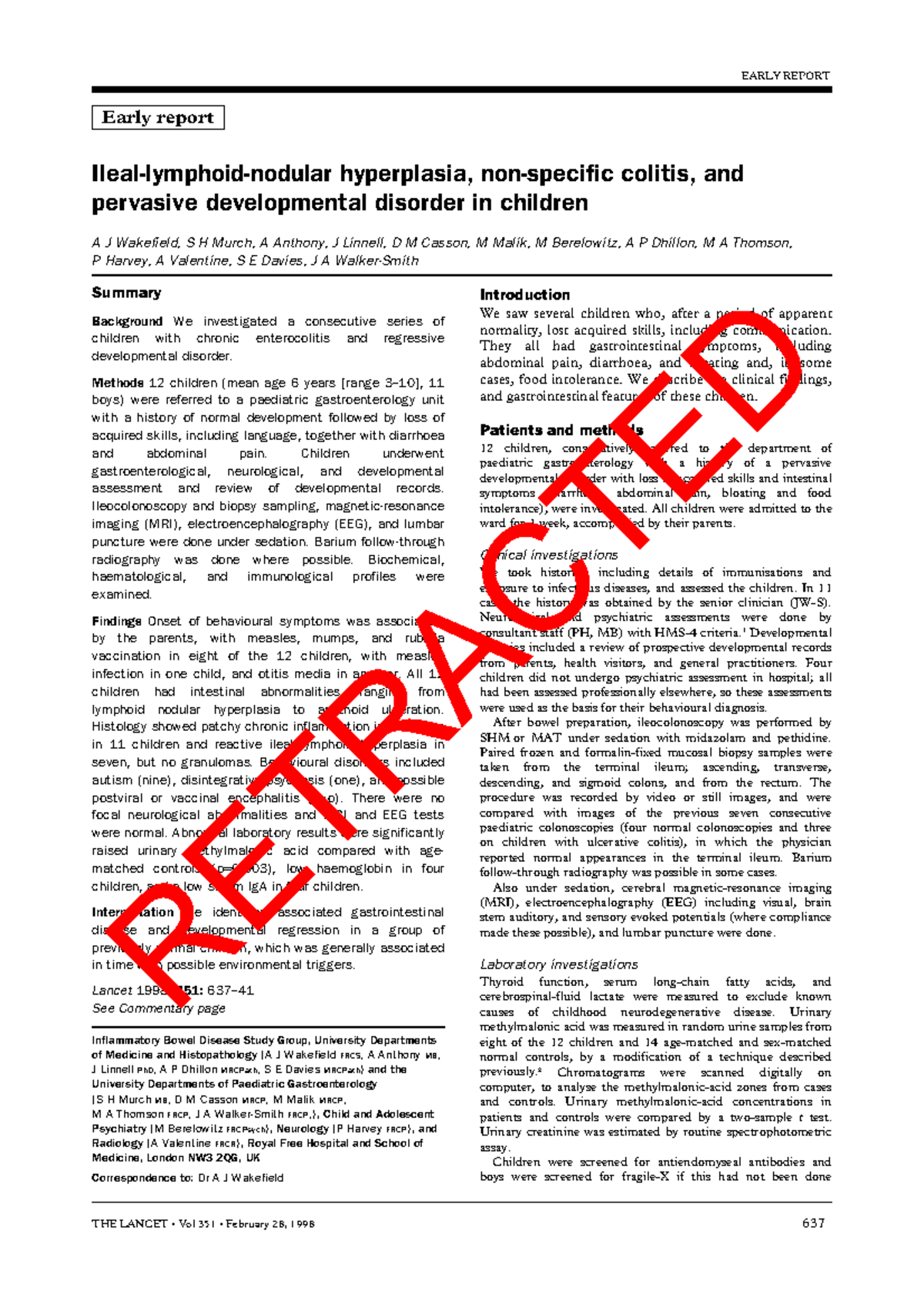 Wakefield Paper - Ileal-lymphoid-nodular hyperplasia, non-specific ...