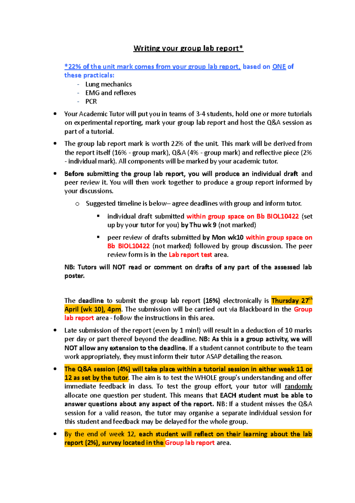 Writing your group lab report 23 - Writing your group lab report* *22% ...