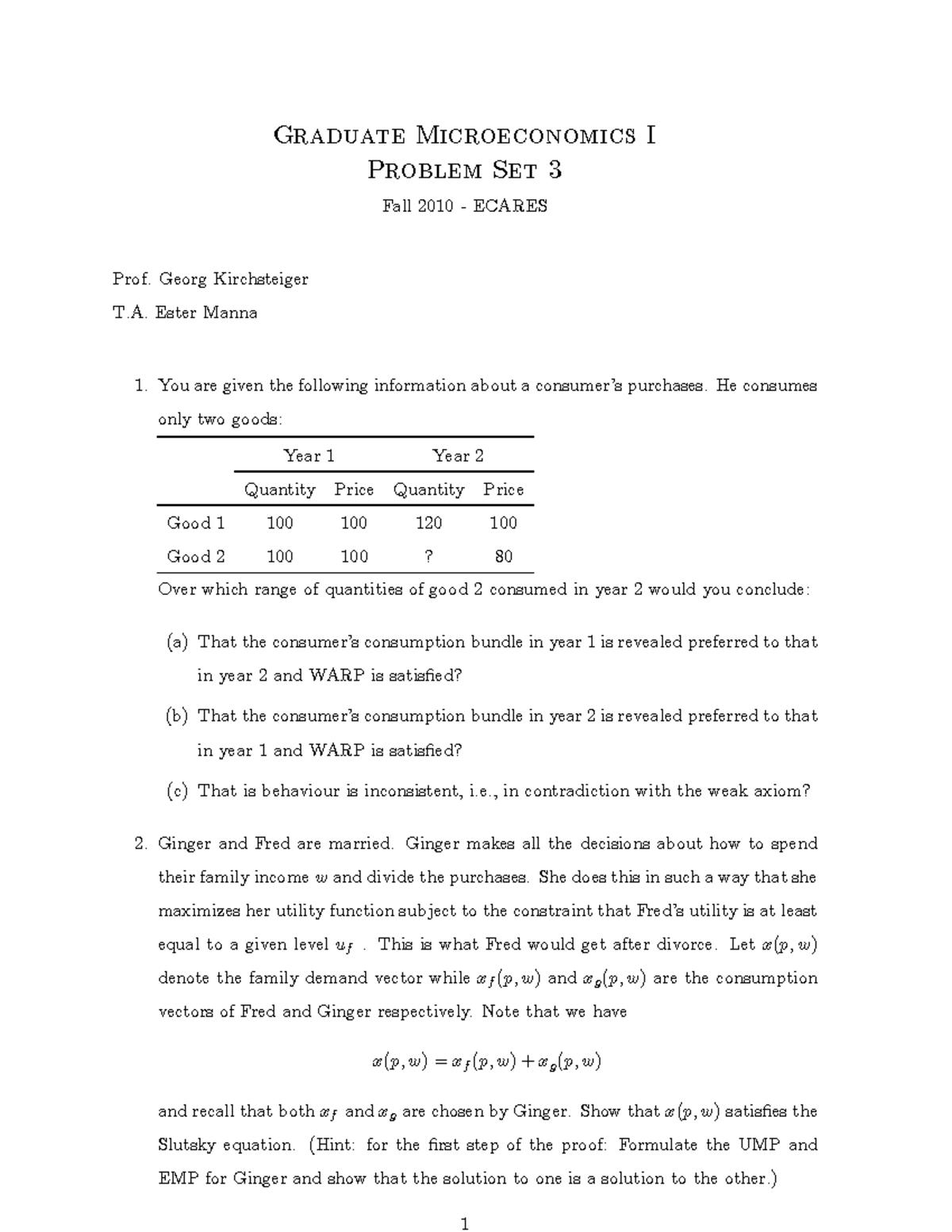 PS3 - problem sets in graduate microeconomics - Graduate Microeconomics ...