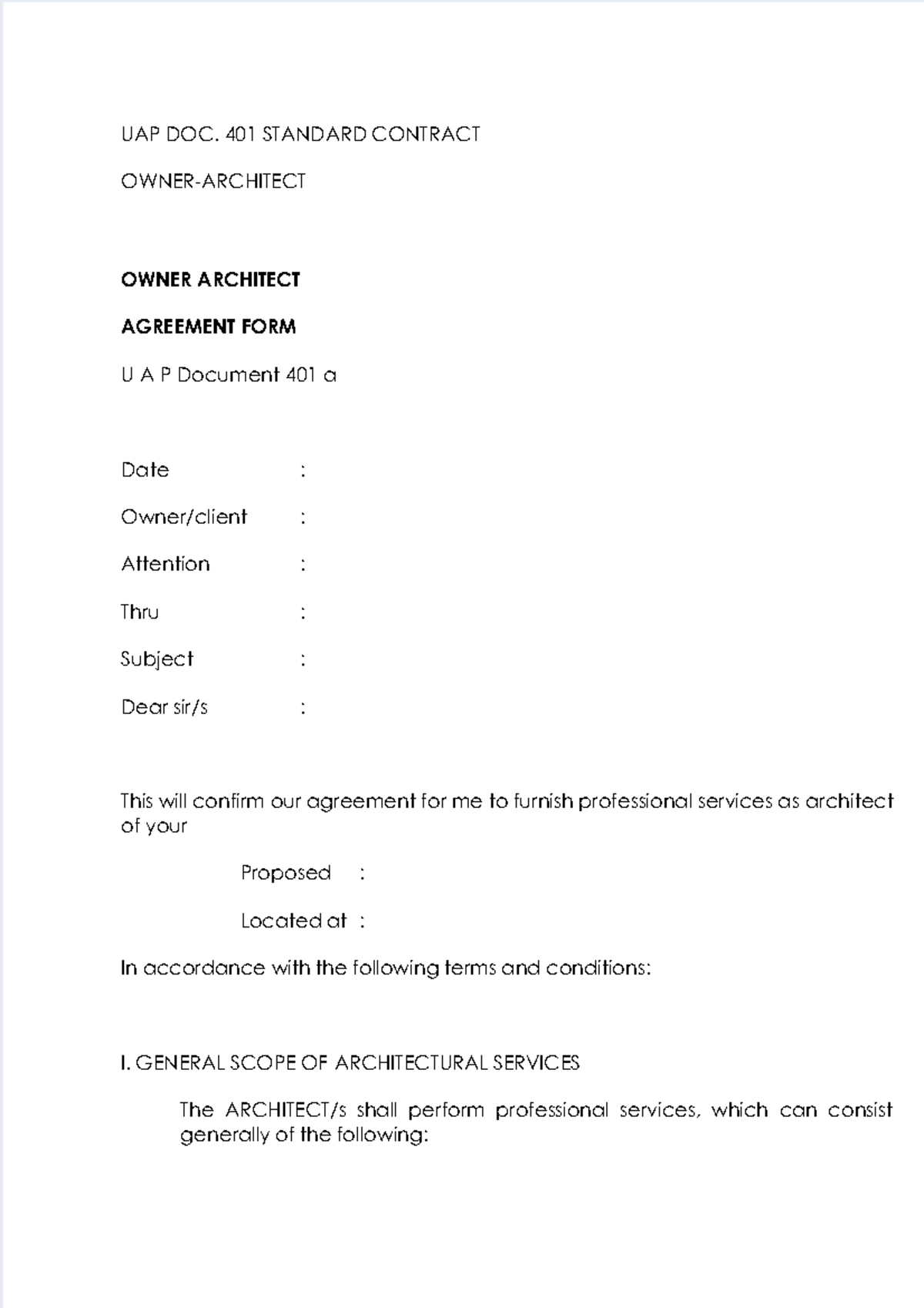Dokumen - adsa - UAP DOC. 401 STANDARD CONTRACT OWNER-ARCHITECT OWNER ...