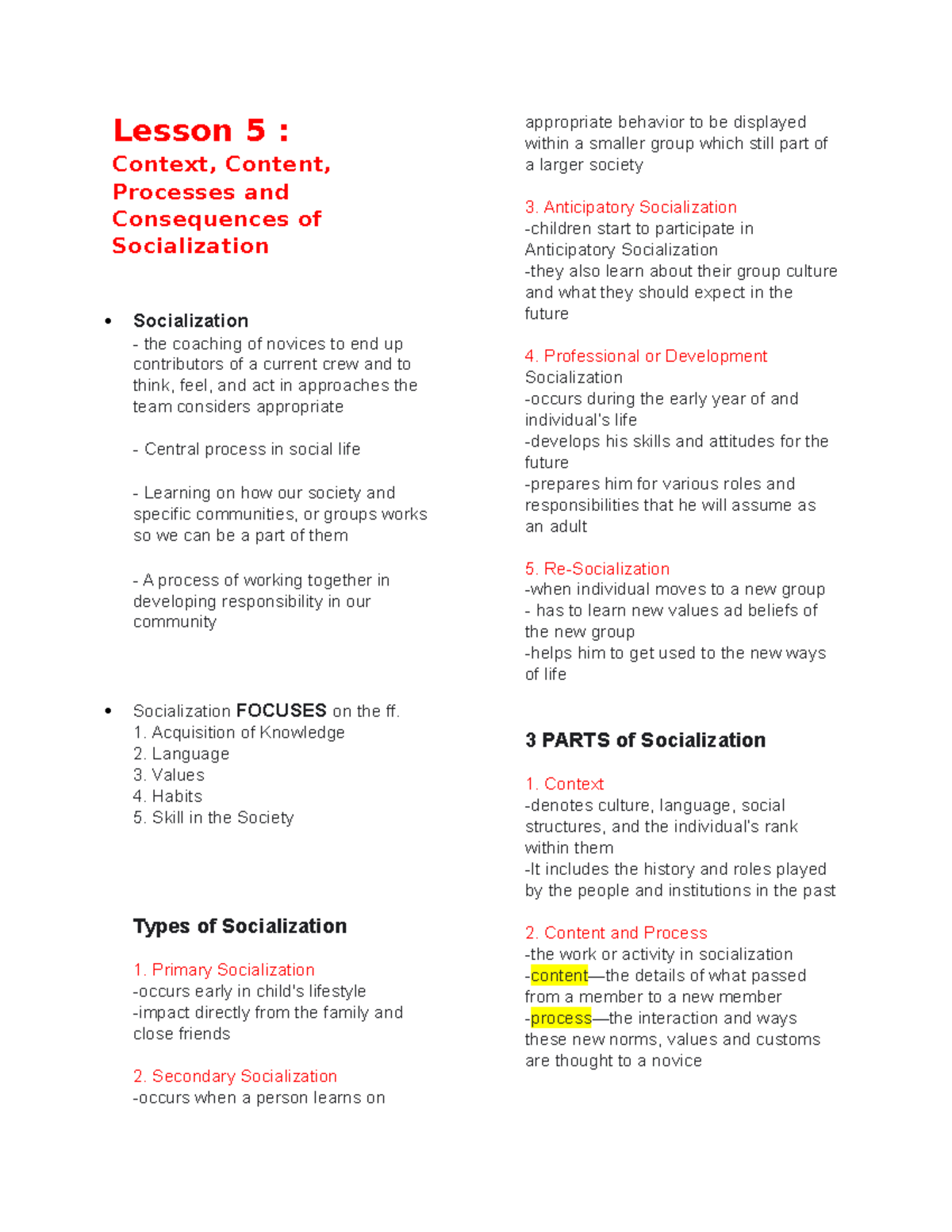 UCSP Lesson 5 - UCSP - Lesson 5 : Context, Content, Processes and ...