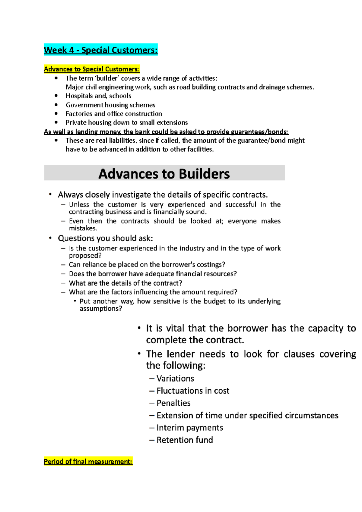 Week 4 - Special Customers - Week 4 - Special Customers: Advances to ...