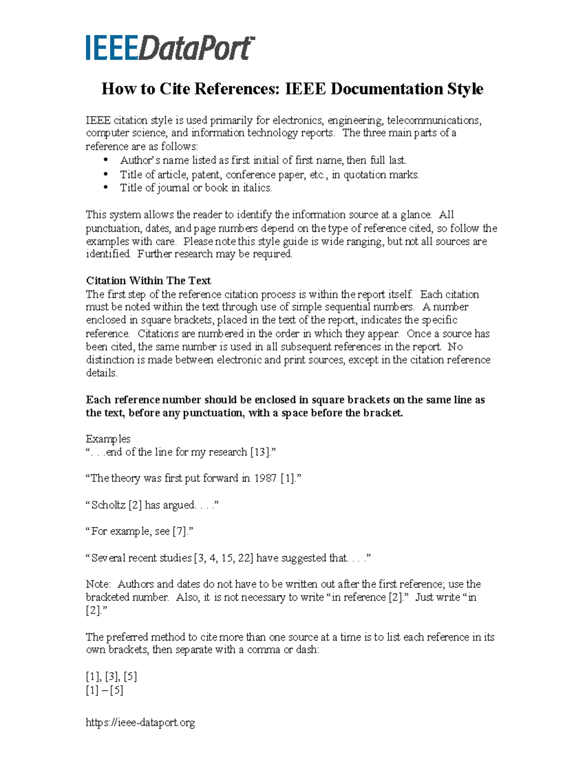 IEEE Citation Guidelines - How to Cite References: IEEE Documentation Style IEEE citation style ...