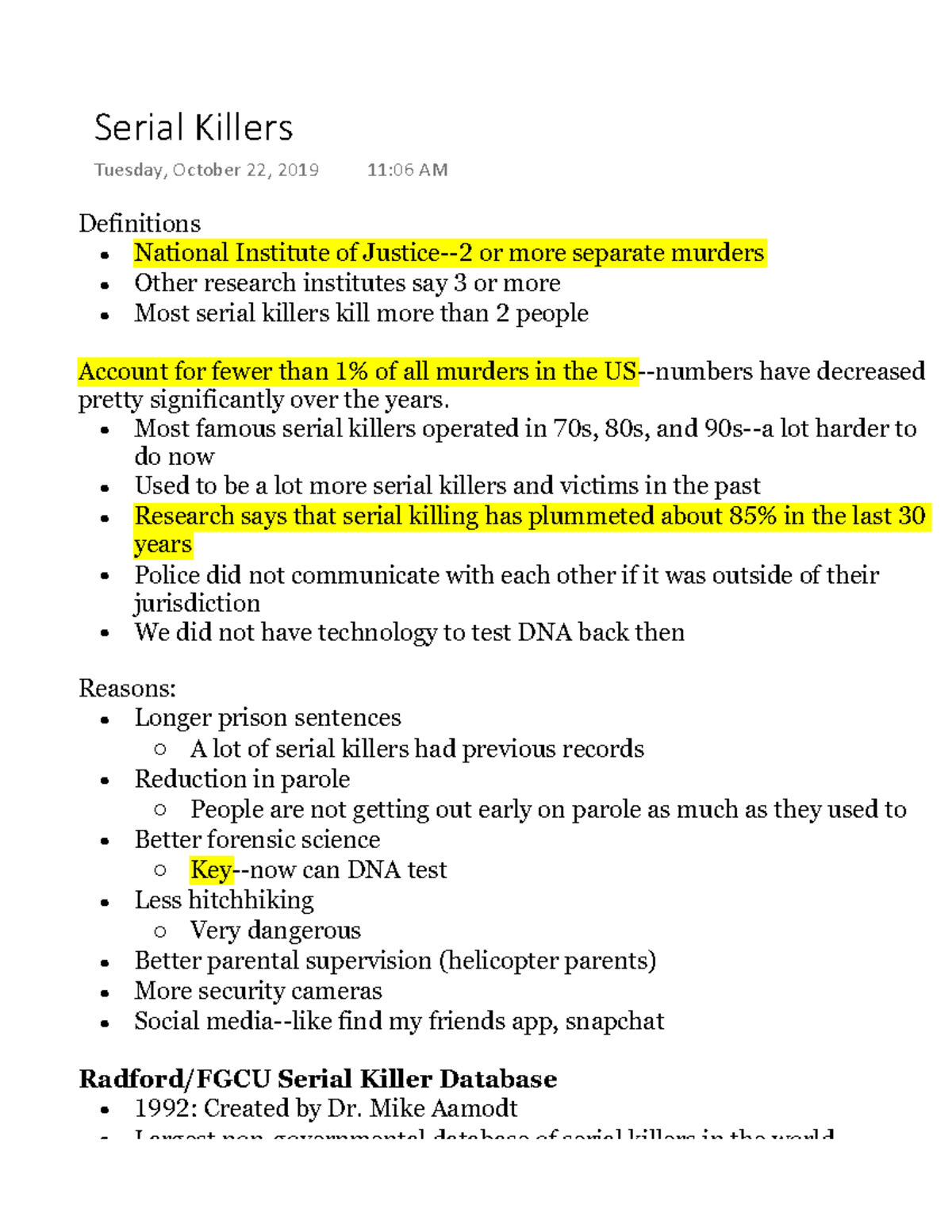 Serial Killers - Lecture notes 8 - Warning: TT: undefined function: 32 ...