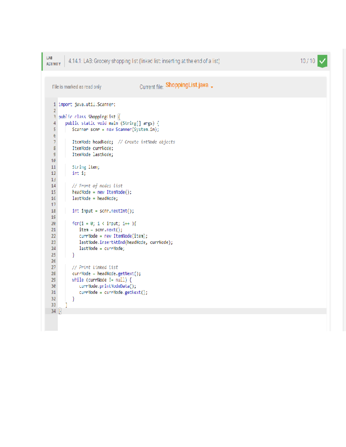 It 145 4.14 Grocery list - LAB 4.14: LAB: Grocery shopping list (linked list: inserting at the ...