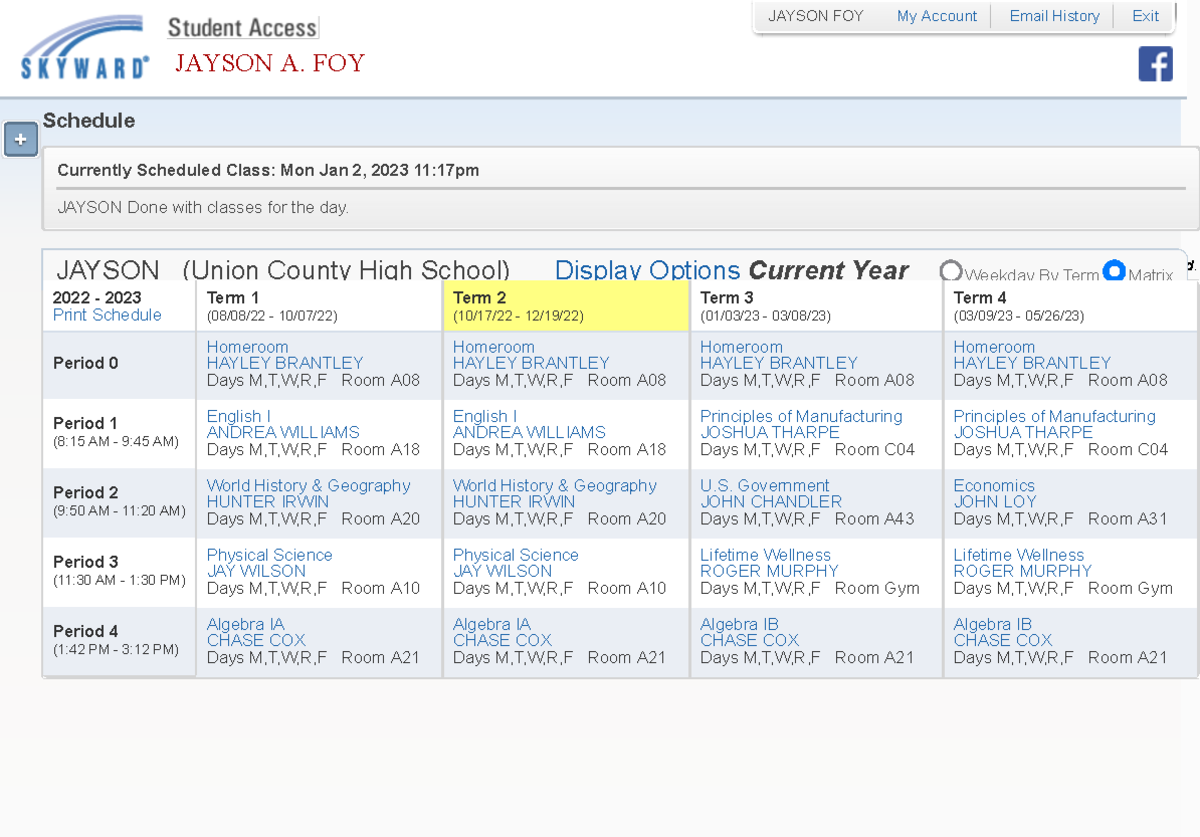 Student Access Schedule - + The current term is highlighted. Schedule ...