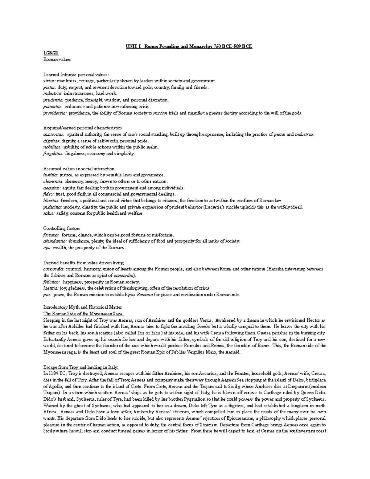 Golden Age of Rome Notes - UNIT I Rome: Founding and Monarchy: 753 BCE ...