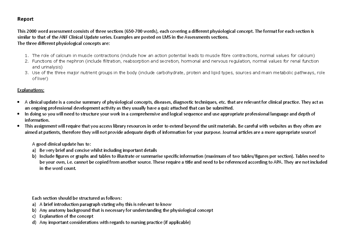 Marking guide students - Report This 2000 word assessment consists of ...