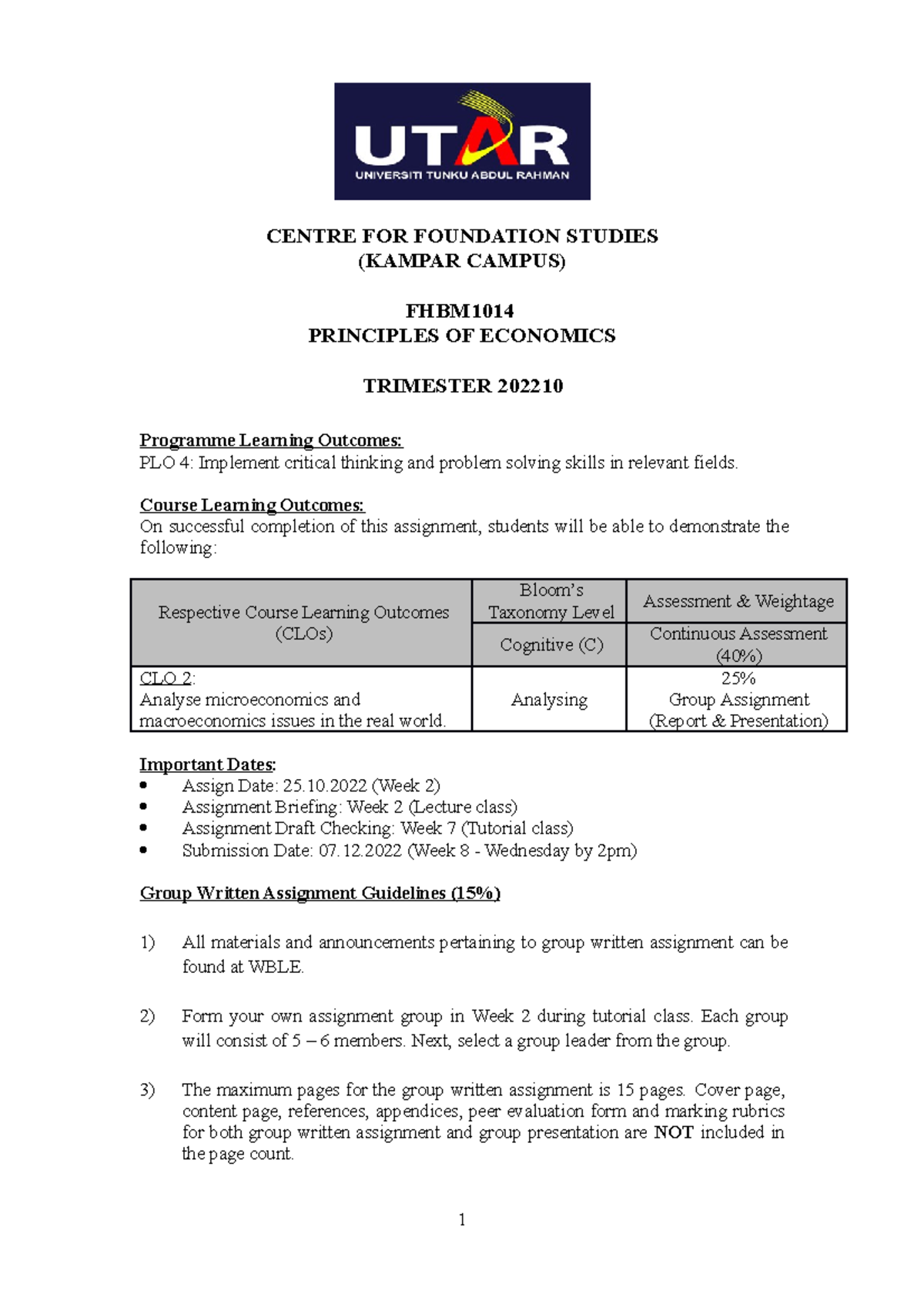 POE Student Guidelines 202210 1 - CENTRE FOR FOUNDATION STUDIES (KAMPAR ...
