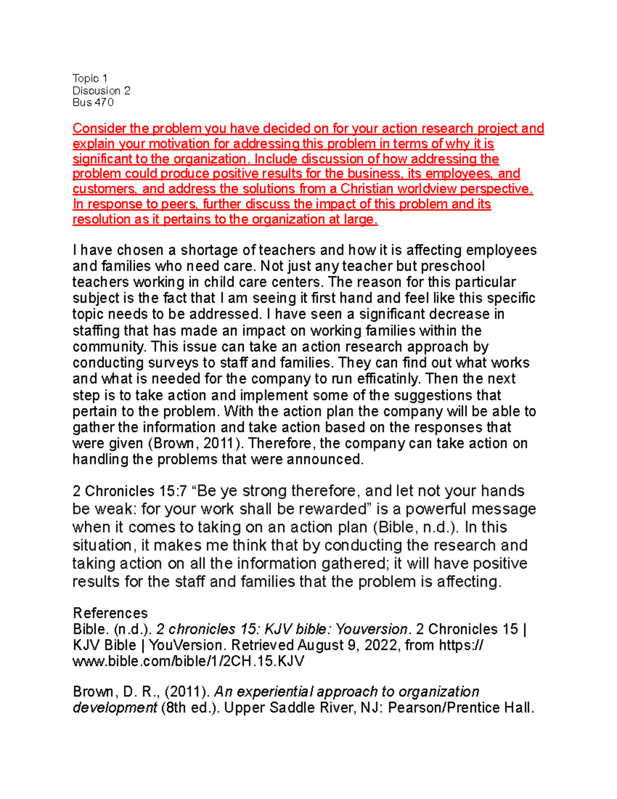 T1-DQ2- BUS 470 - Discussion on the topic week - Topic 1 Discusion 2 ...