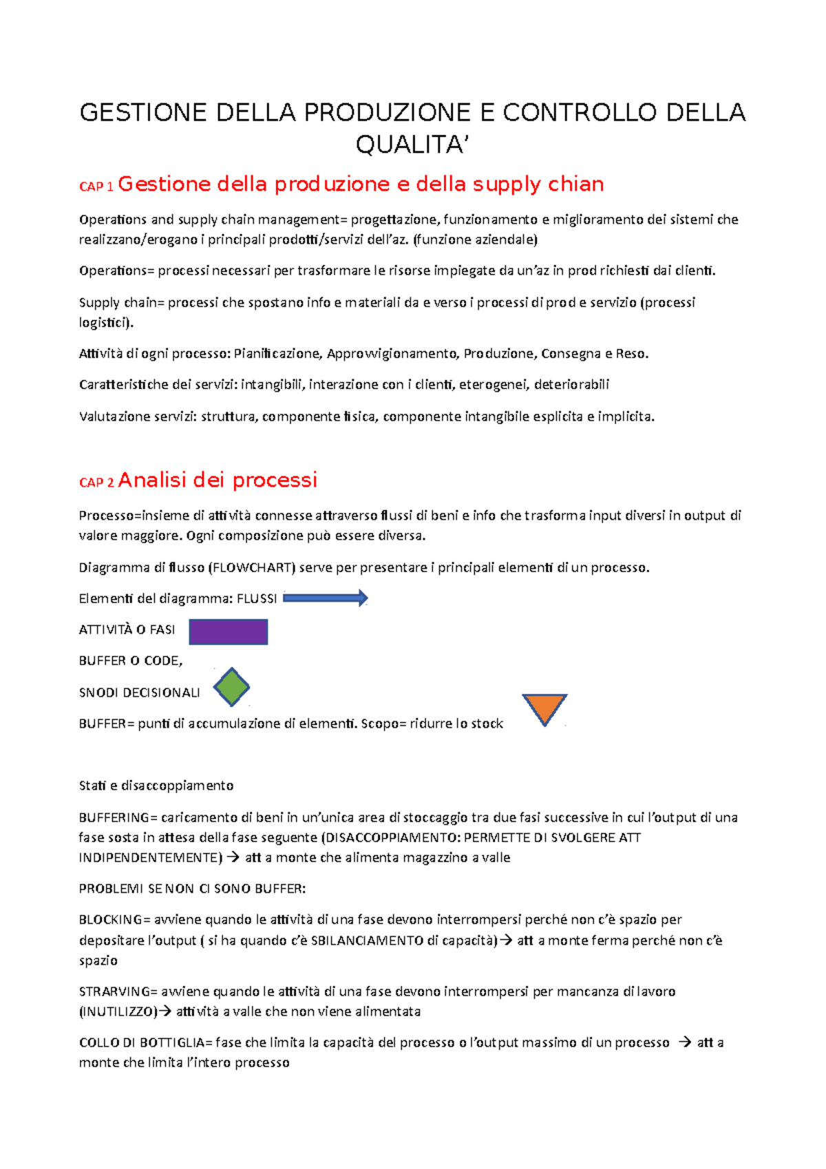 Gestione Della Produzione E Controllo Della Qualita - GESTIONE DELLA ...