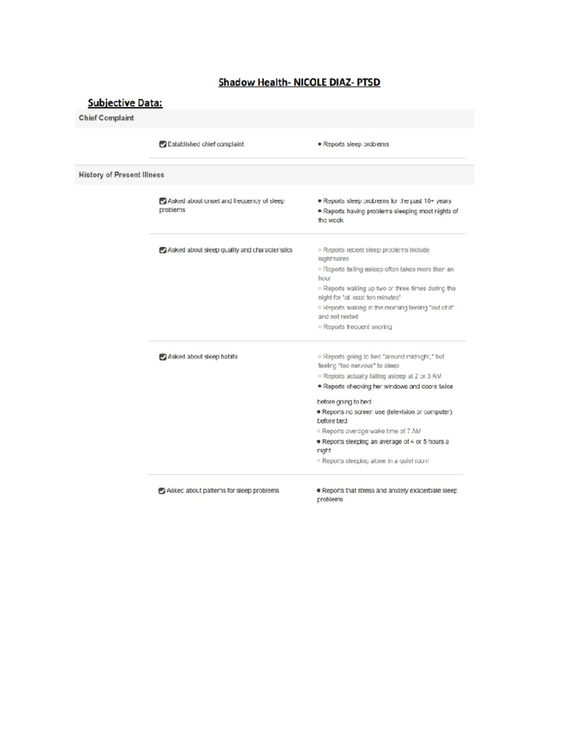 Shadow Health PTSD Interview - RN 65 - Studocu