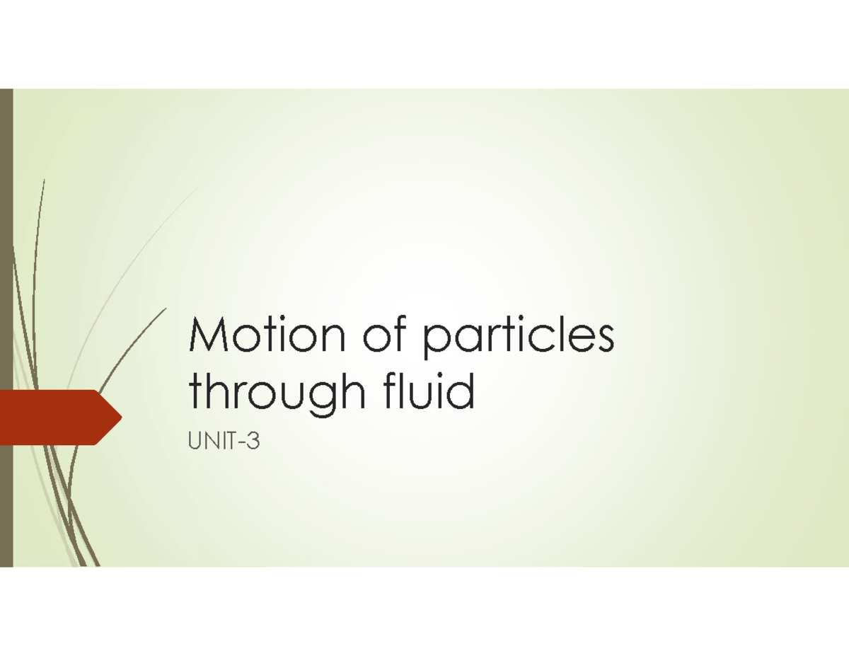 Settling - fluid mechanics notes - Motion of particles through fluid ...