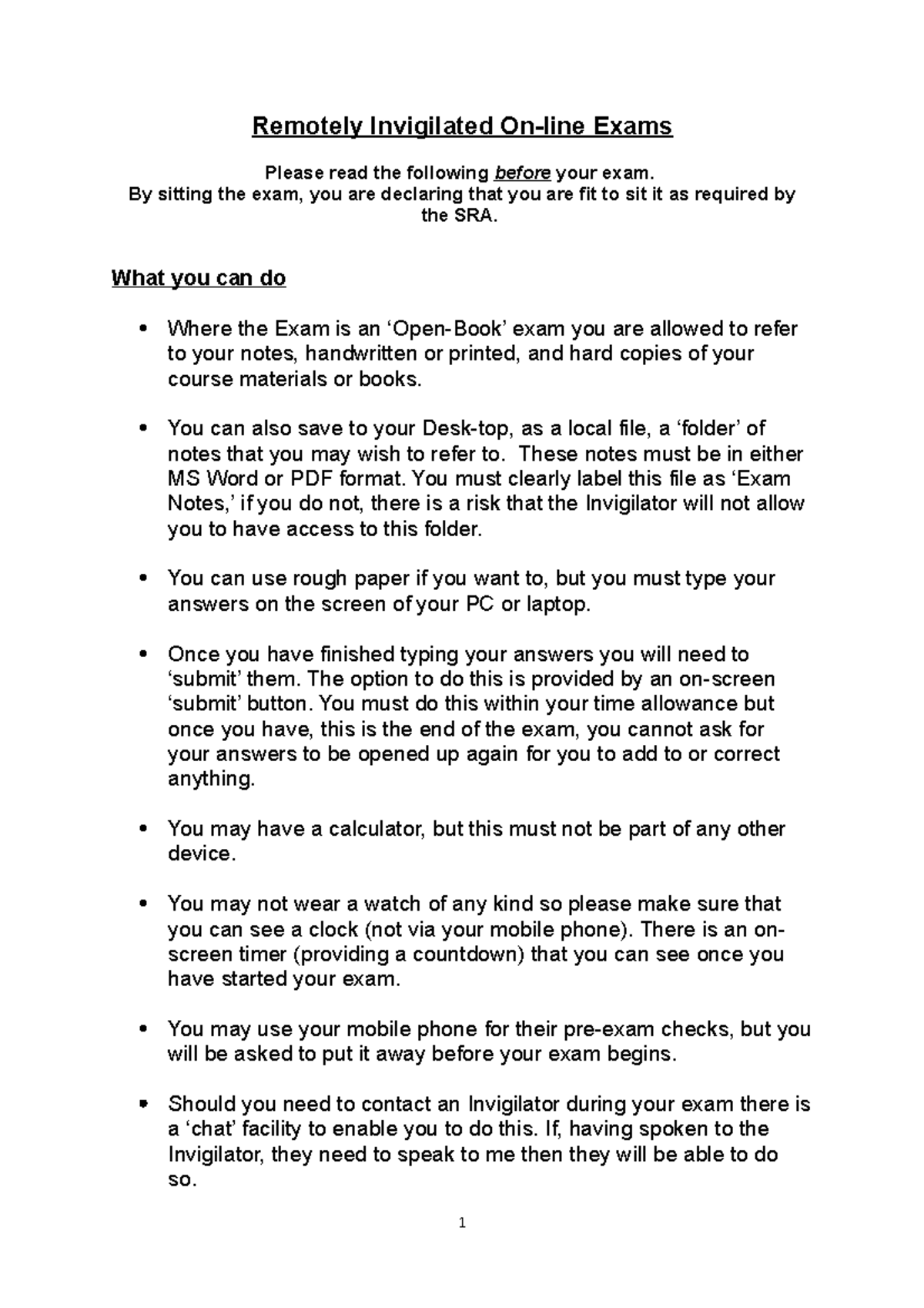 Remotely Invigilated Exams Do'd and Dont's - Remotely Invigilated On ...