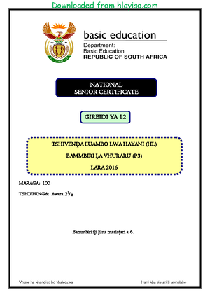 Tshivenda-HL-P3-Nov-2018- Final-Memo hlayiso.com - MARAGA: 100 Tsumban ...