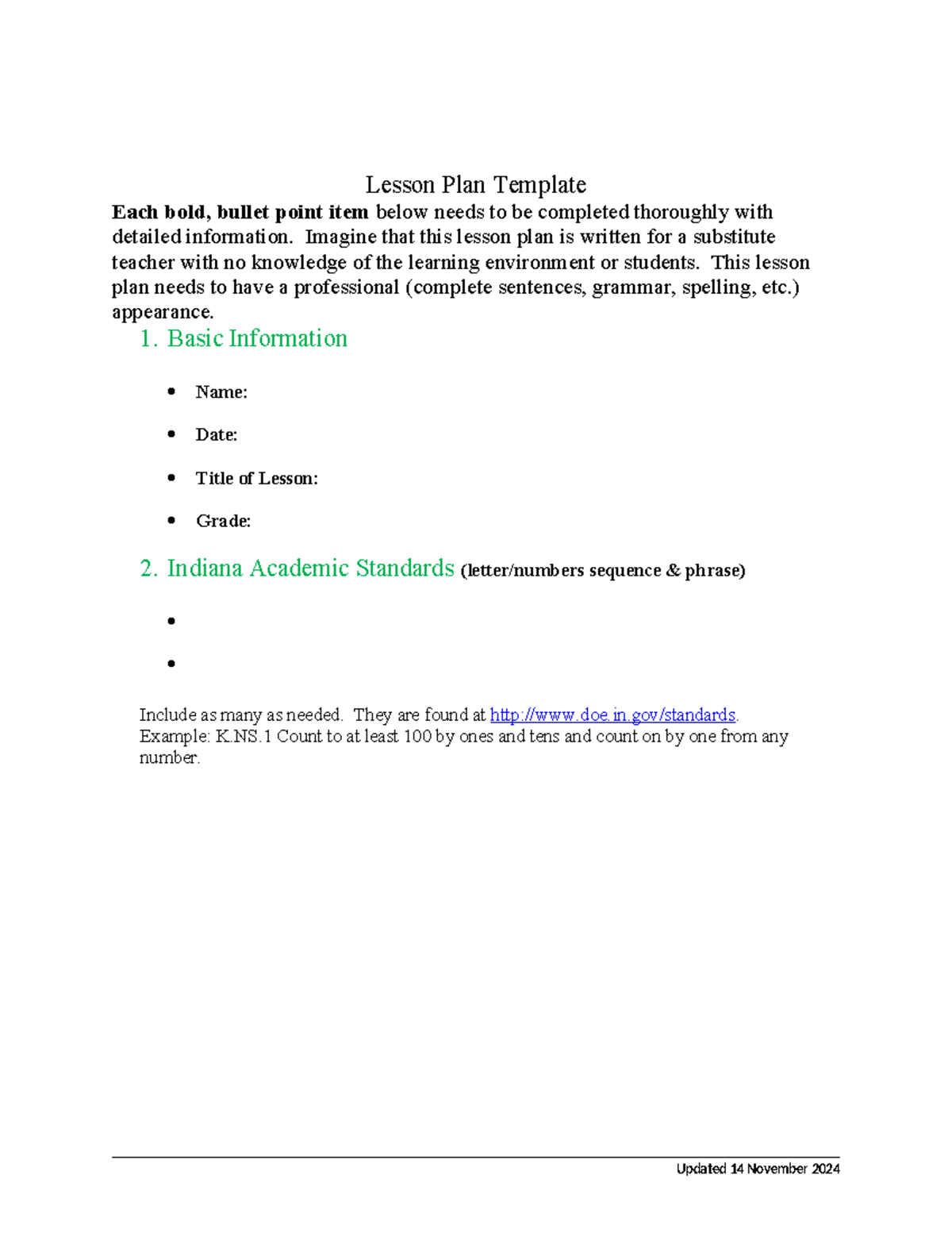 Final Lesson Template - Lesson Plan Template Each bold, bullet point ...