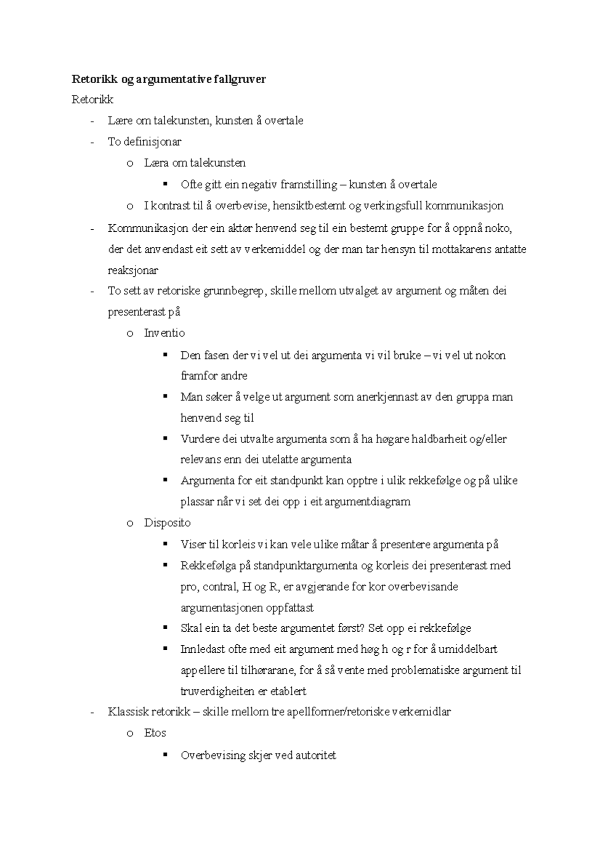 Retorikk og argumentative fallgruver - Retorikk og argumentative ...
