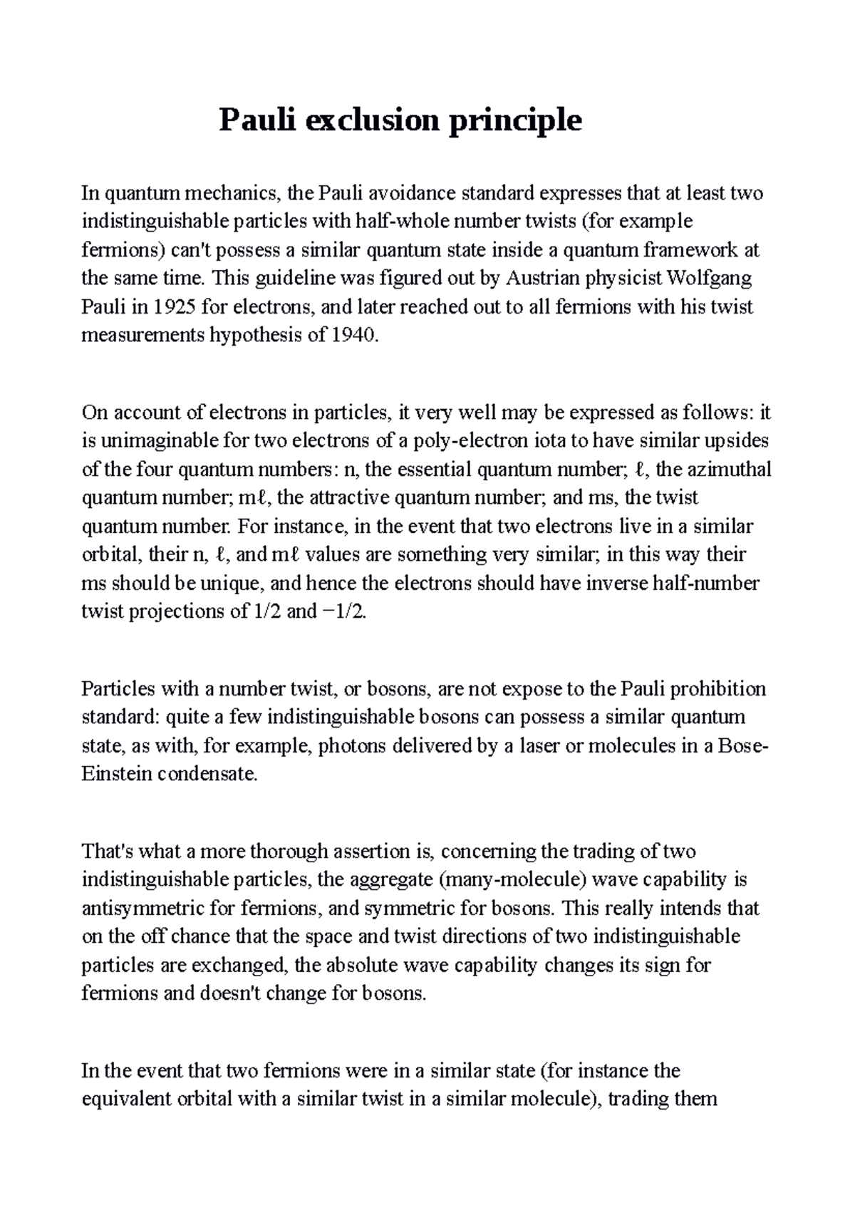 Pauli Exclusion Principle This Guideline Was Figured Out By Austrian Physicist Wolfgang Pauli