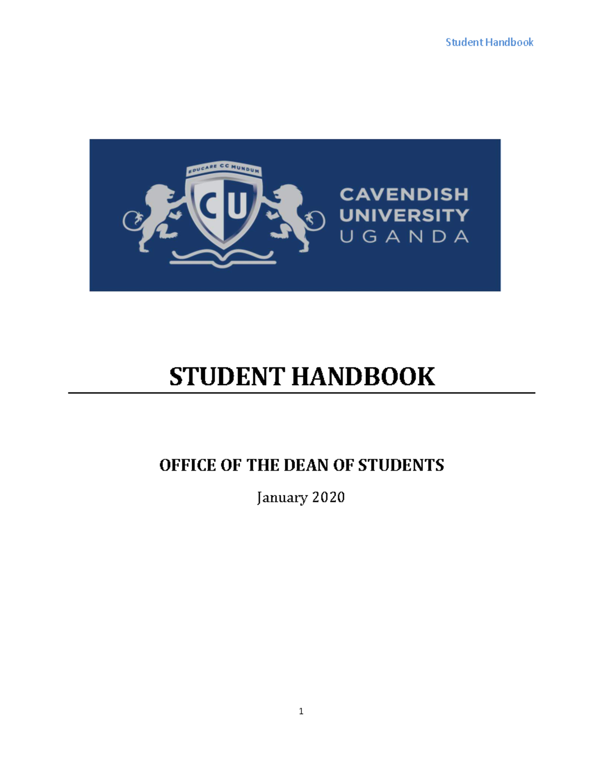 Cavendish university uganda student handbook - STUDENT HANDBOOK OFFICE ...