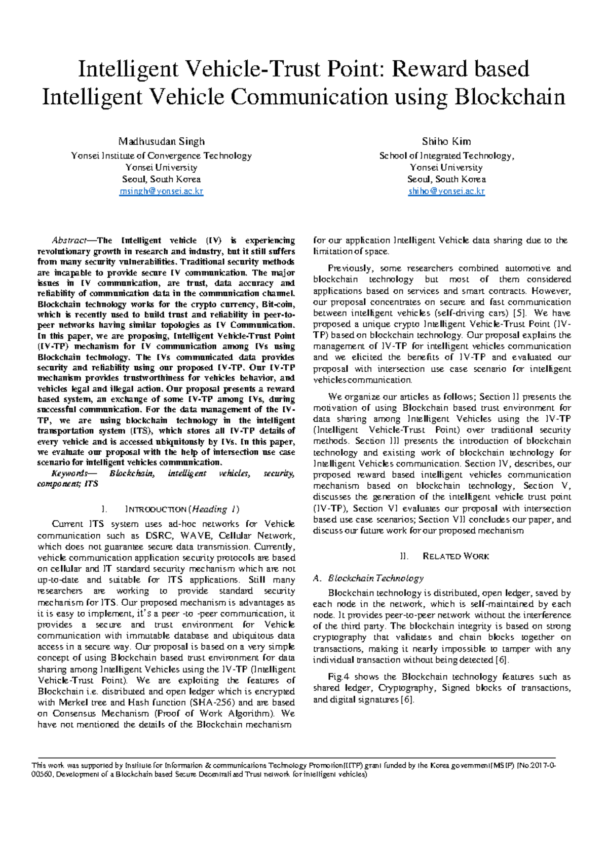 Block chain and avs 1 - a paper - Intelligent Vehicle-Trust Point ...