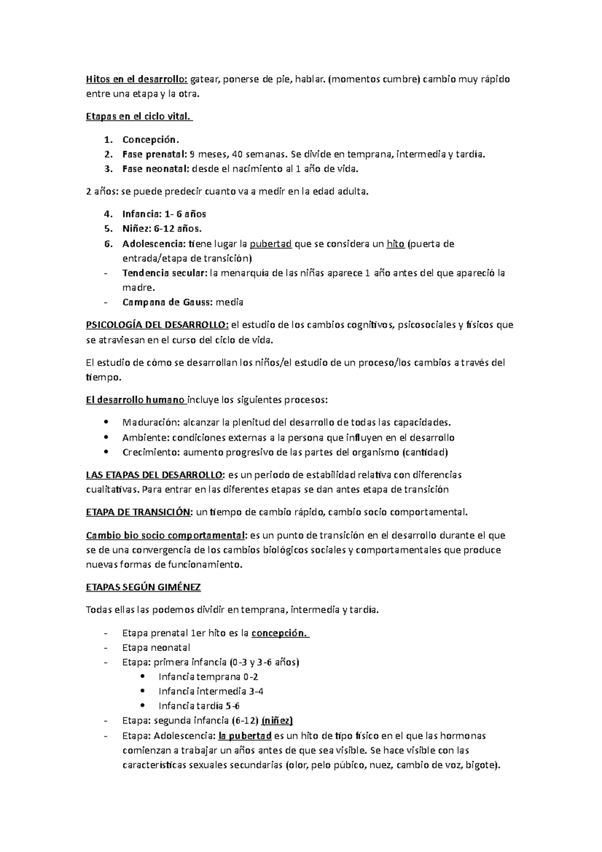 Etapas ciclo vital - Hitos en el desarrollo: gatear, ponerse de pie ...