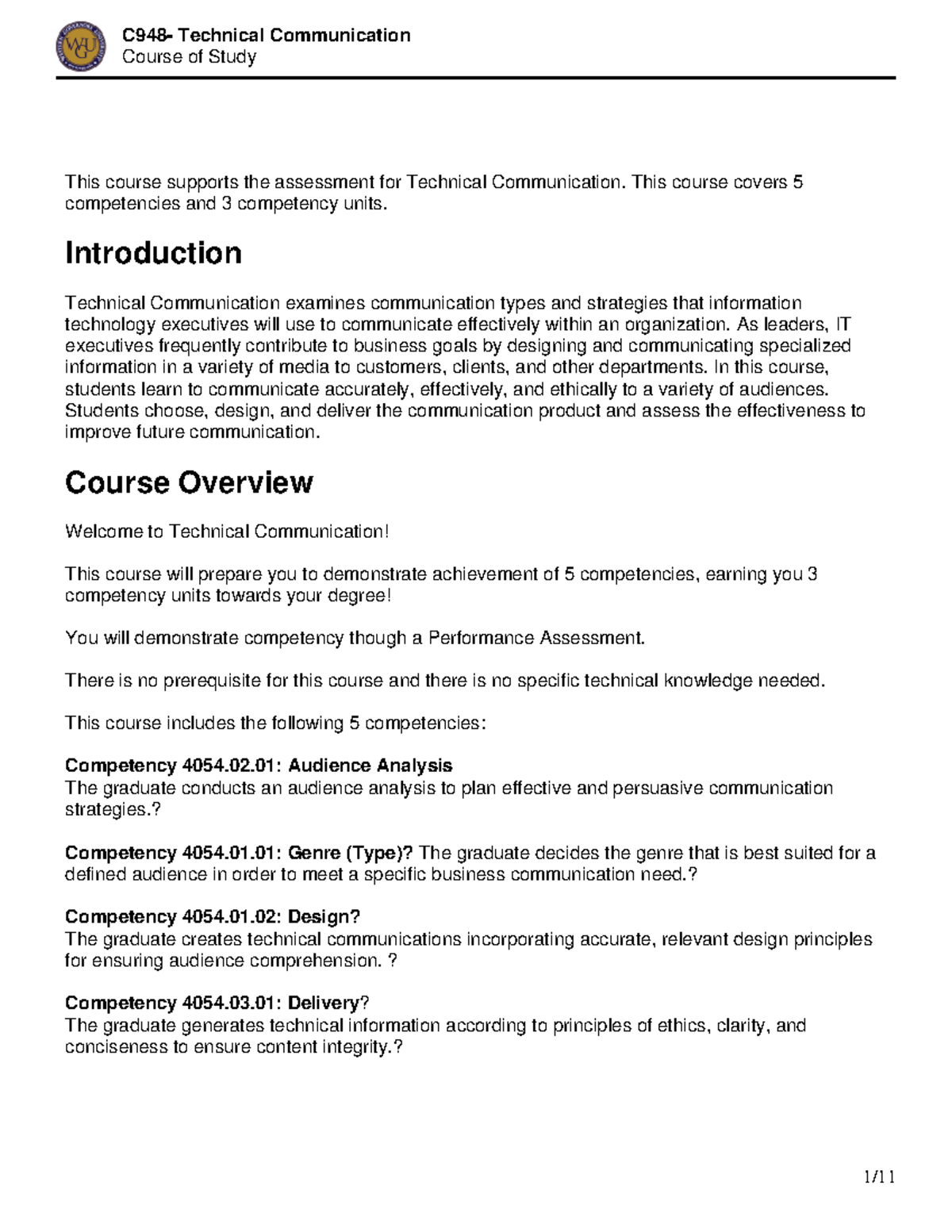 C948-Technical Communication - This course covers 5 competencies and 3 ...