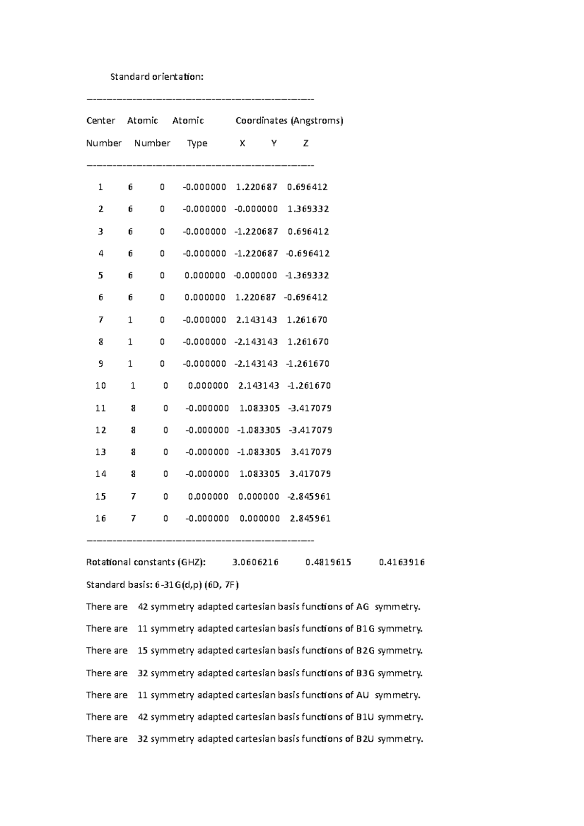 Gaussian Spectra ParaNitroBenzene (part 9) - Standard orientation ...