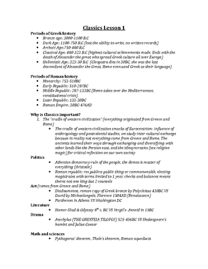 Classics Readings Week 14 - Studocu