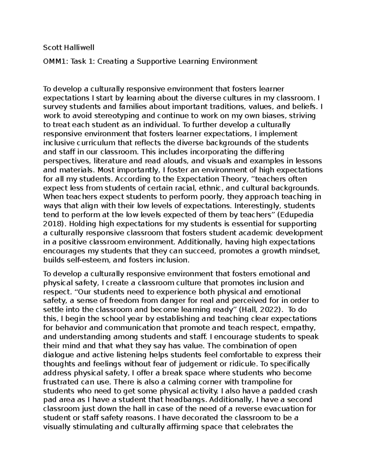 OMM1 Task 1 Halliwell - Scott Halliwell OMM1: Task 1: Creating a ...